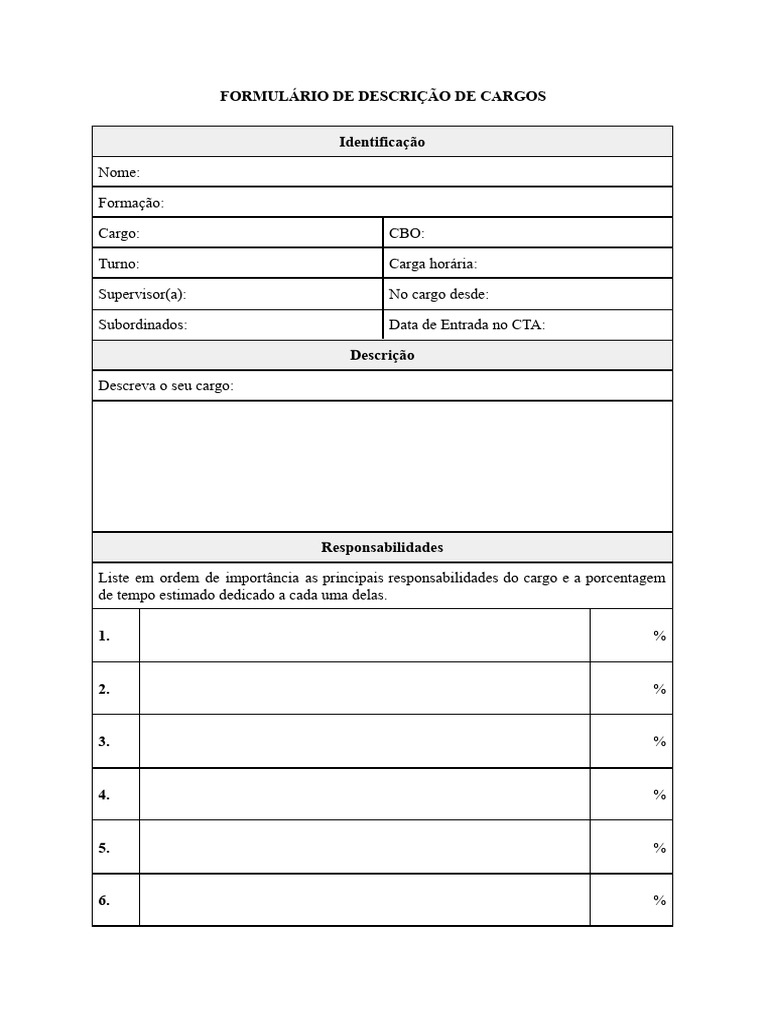Formulario Descricao Cargo | PDF