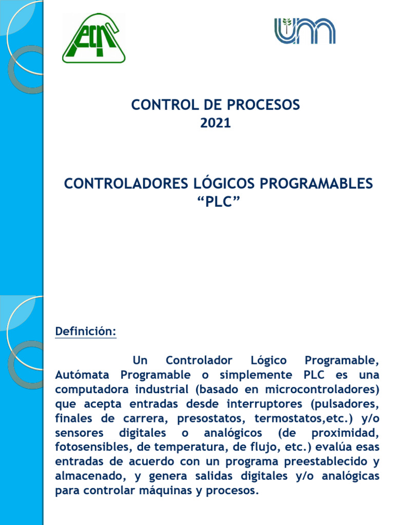 Controladores Lógicos Programables - PLC | PDF | Controlador lógico ...