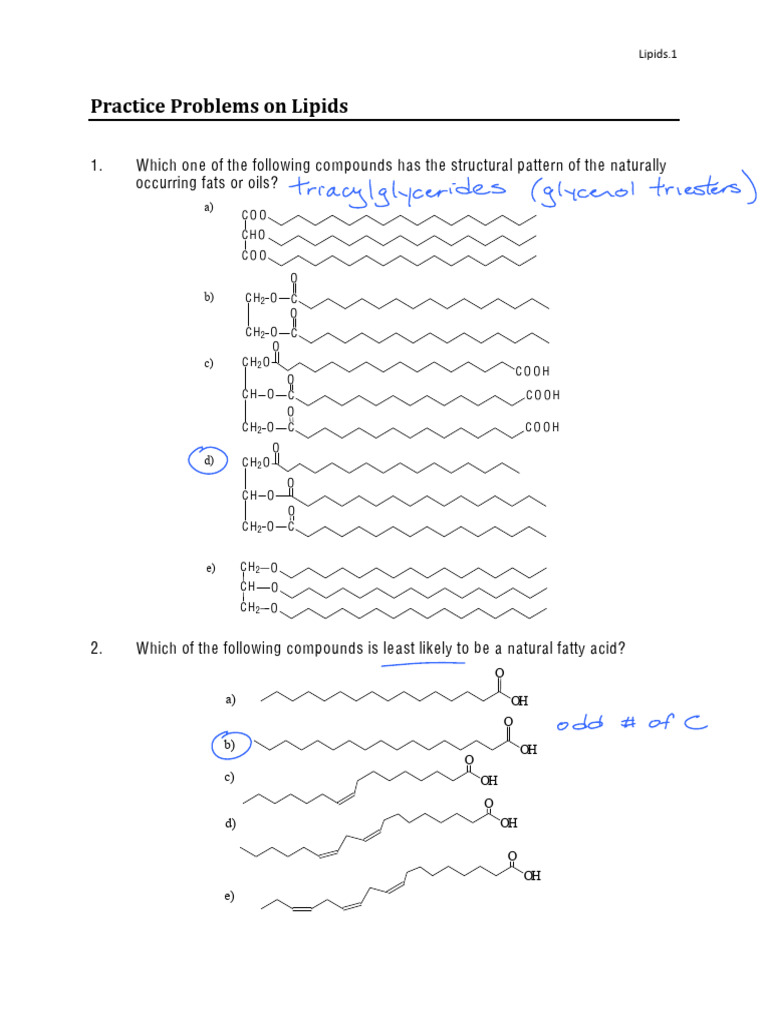 Practice Problems On Lipids | PDF | Biosynthesis | Prostaglandin