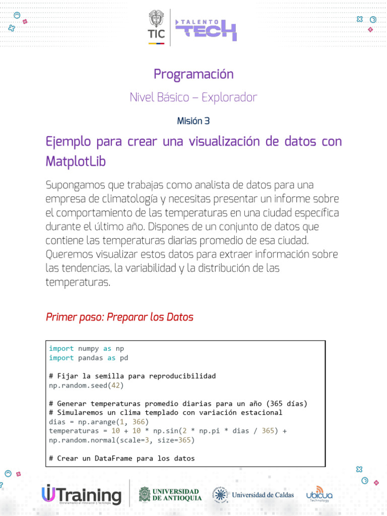 Ejemplo para Crear Una Visualización de Datos Con MatplotLib | PDF