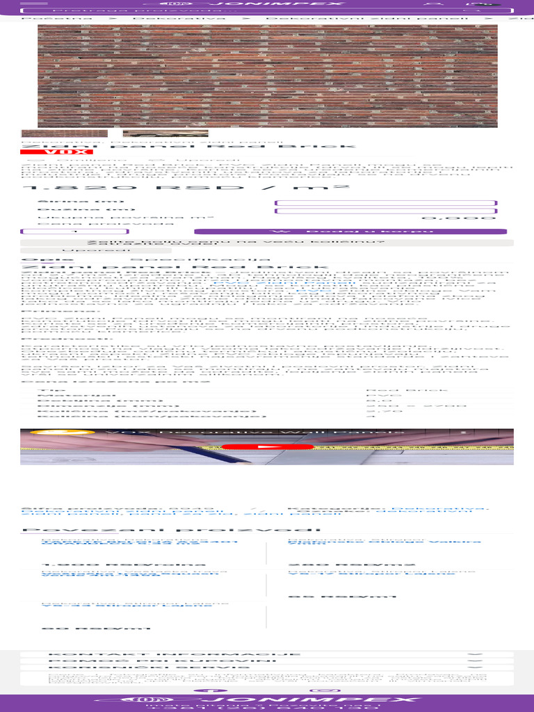 Zidni Panel Red Brick Jonimpex D.O.O | PDF