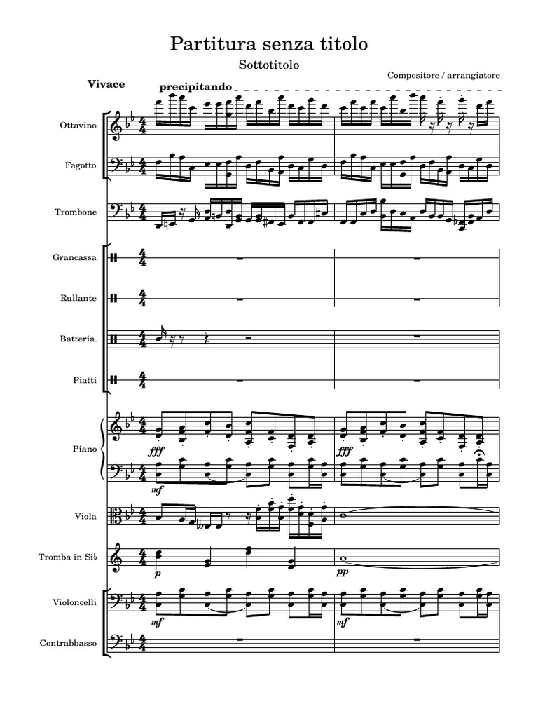 Coposizione Per Ottavino Fagotto Trombone Trombe Percussioni Pianoforte ...