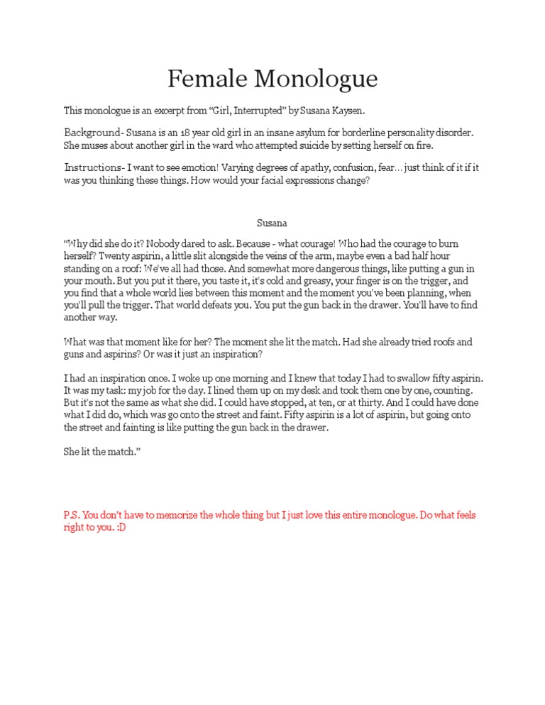 Female Monologue | PDF