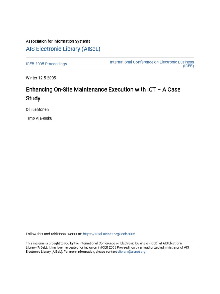 Enhancing On-Site Maintenance Execution With ICT | PDF | Survey Methodology