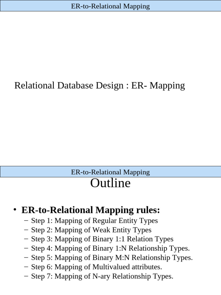 ER-to-Relational Mapping Guide | PDF | Conceptual Model | Relational ...