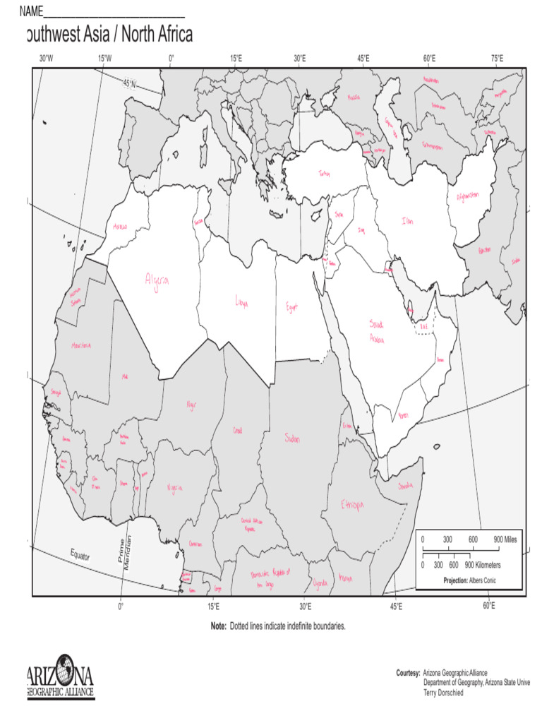 Unit+5 +Assignment+5+Option+1+Blank+Middle+East+North+Africa+Map | PDF