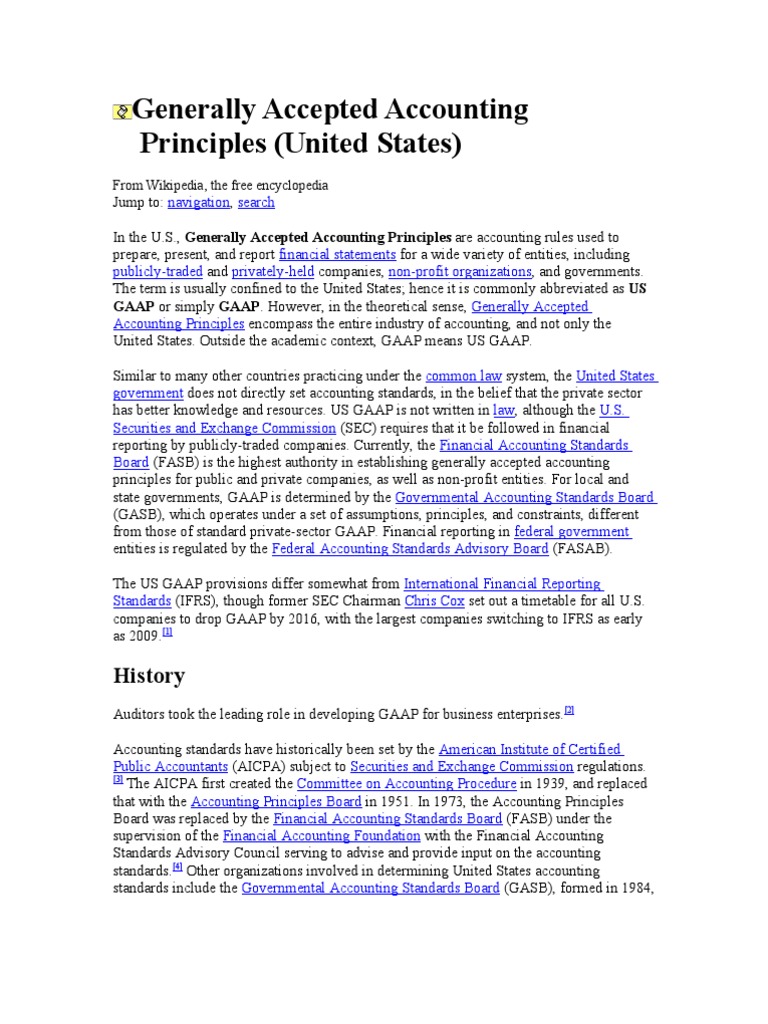 Generally Accepted Accounting Principles | PDF | Generally Accepted ...