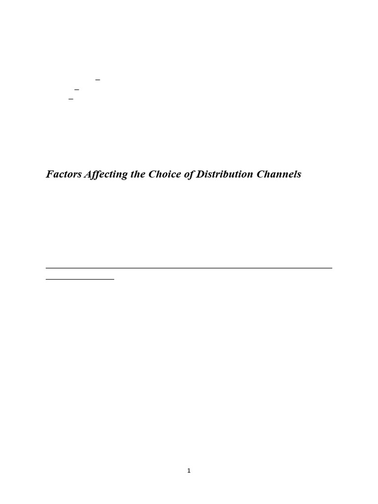Factors Influencing Distribution Channel Choice | PDF | Retail | Marketing