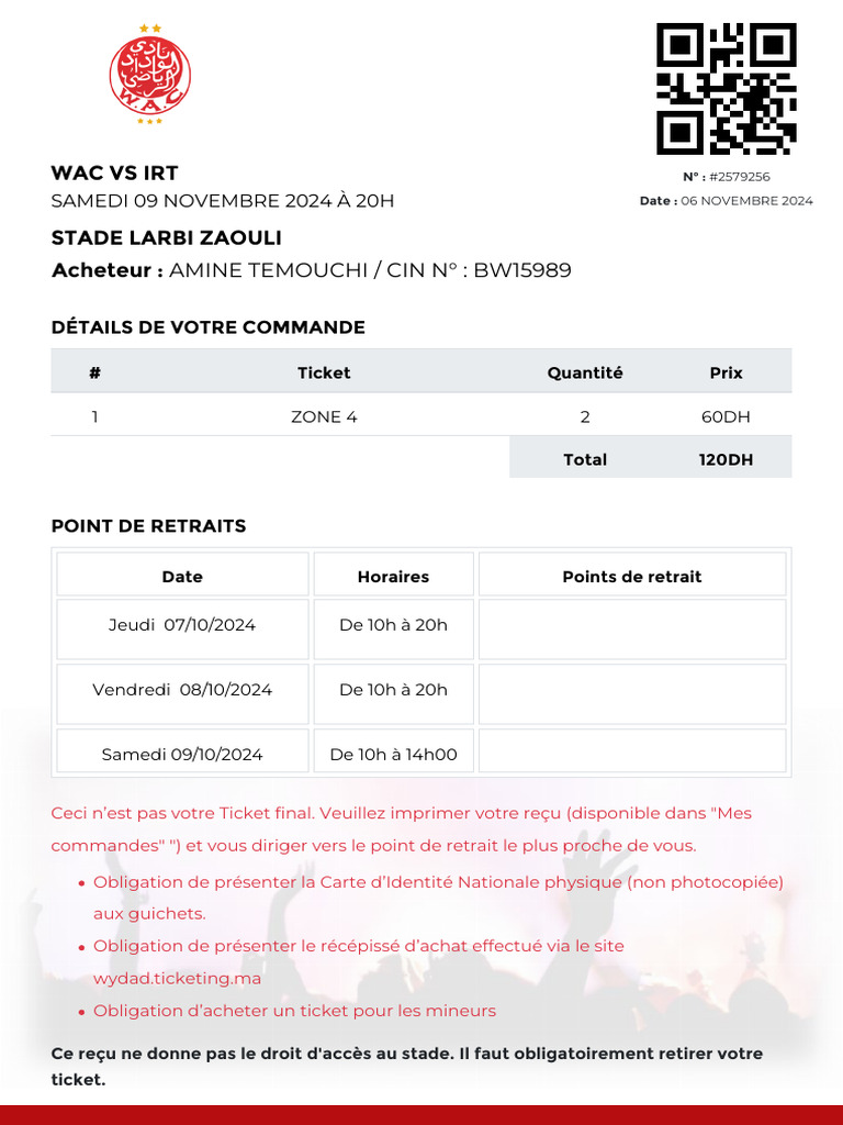 Billet WAC vs IRT - 9 Nov 2024 | PDF