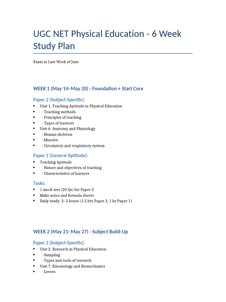 UGC NET Physical Education Study Plan | PDF | Cognitive Science ...