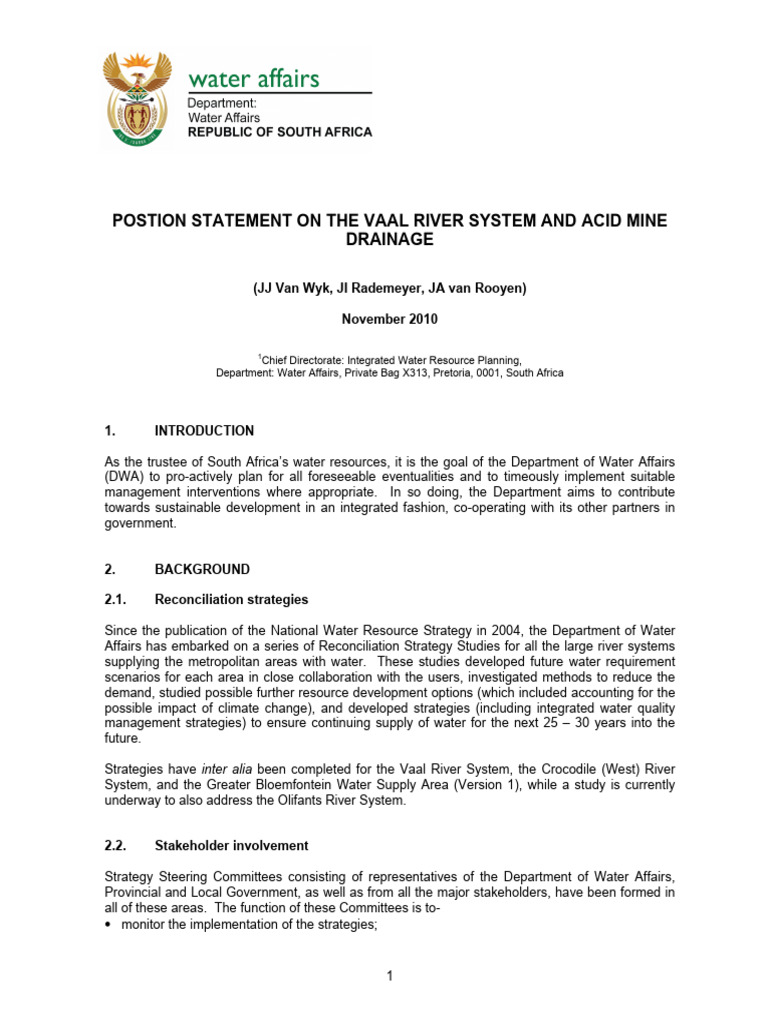 Vaal River System & AMD Version 3 | PDF | Transparent Materials | Water ...