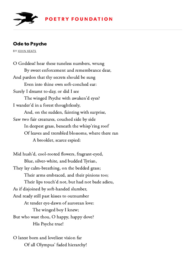 Ode To Psyche - The Poetry Foundation | PDF