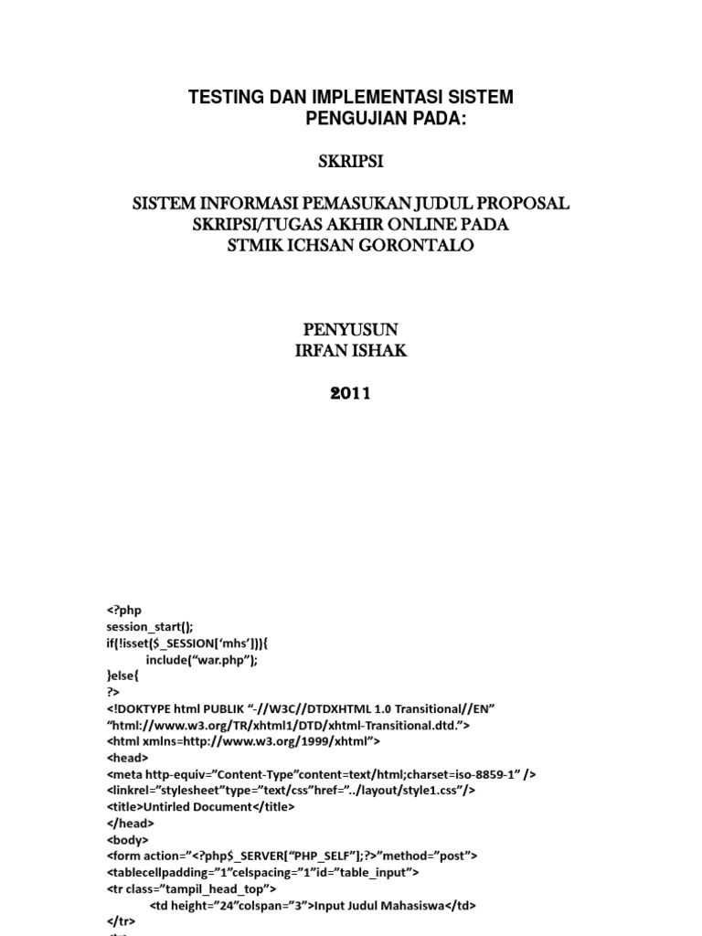Testing and Implementation of a Testing System for: Undergraduate ...