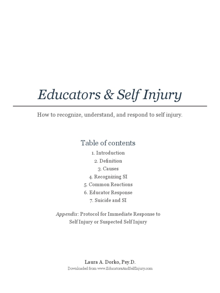 Understanding Self-Injury in Students | PDF | Self Harm | School Psychology