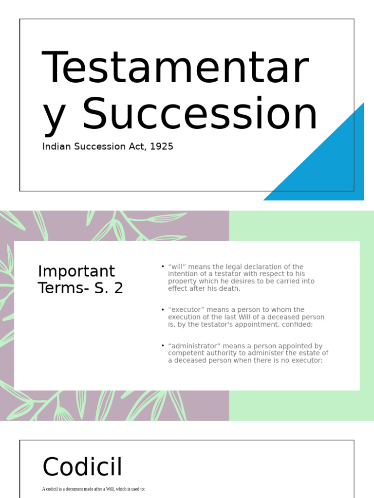 Testamentary Succession Under ISA | PDF | Will And Testament | Probate