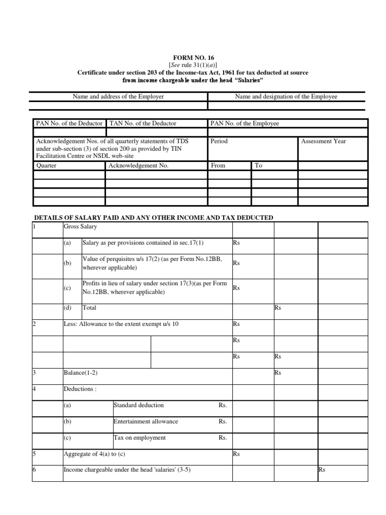 Form No 16 | Download Free PDF | Tax Refund | Payments