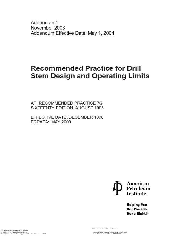 Extracto API RP 7G Break in | PDF | Secondary Sector Of The Economy ...