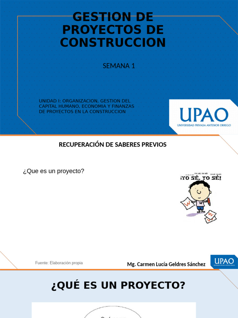 Semana1 - Gestion de Proyectos de Construccion - 202510 | PDF | Gestión de proyectos | Calidad ...
