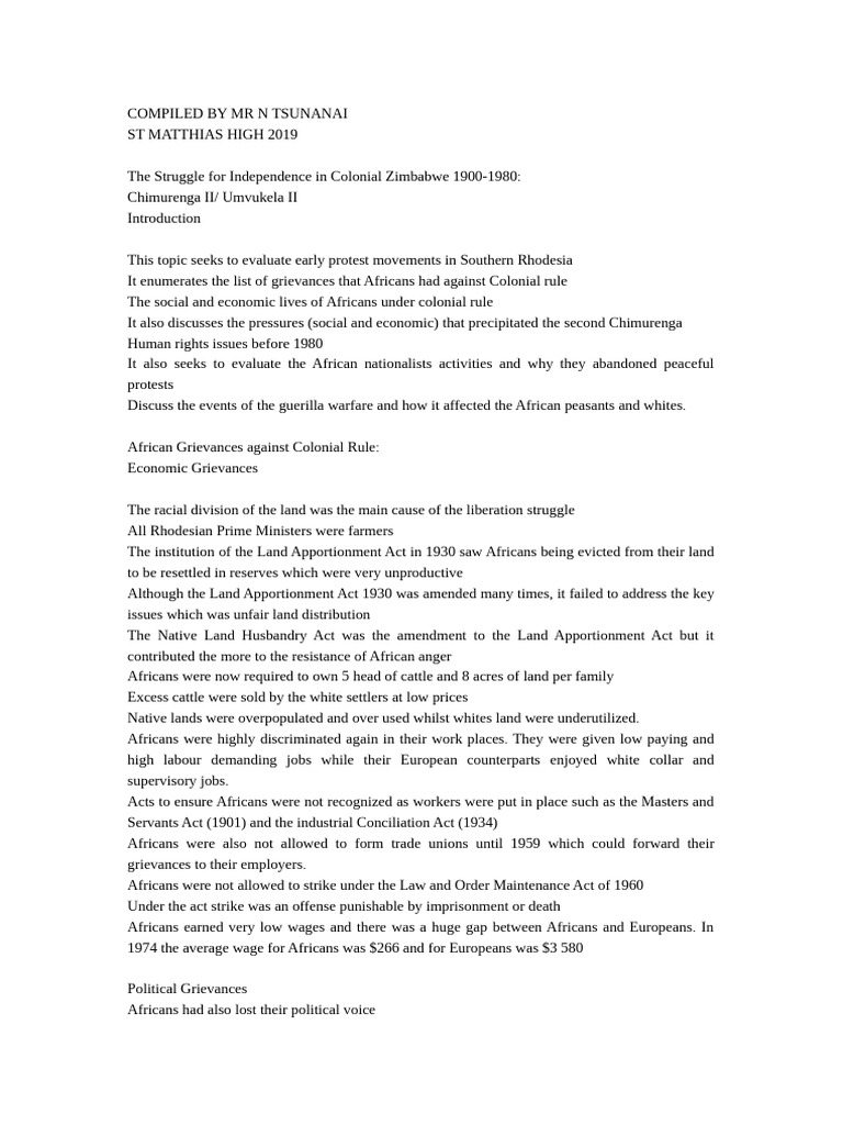 Second Chimurenga by Tsunaz | PDF | Rhodesia | Zimbabwe