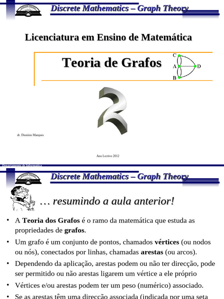 Teoria de Grafos Aula 2 | PDF | Vértice (teoria dos gráficos) | Teoria ...