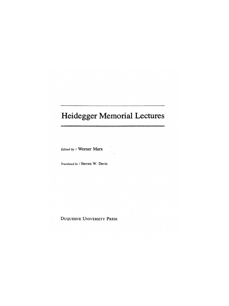 1982 Gadamer - Heidegger Memorial Lectures 1-3 | PDF