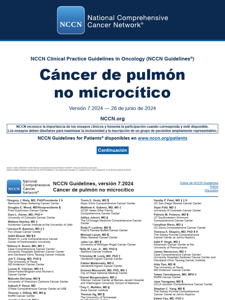 Guía NCCN 2024: Cáncer de Pulmón No Microcítico | PDF | Biopsia | Terapia
