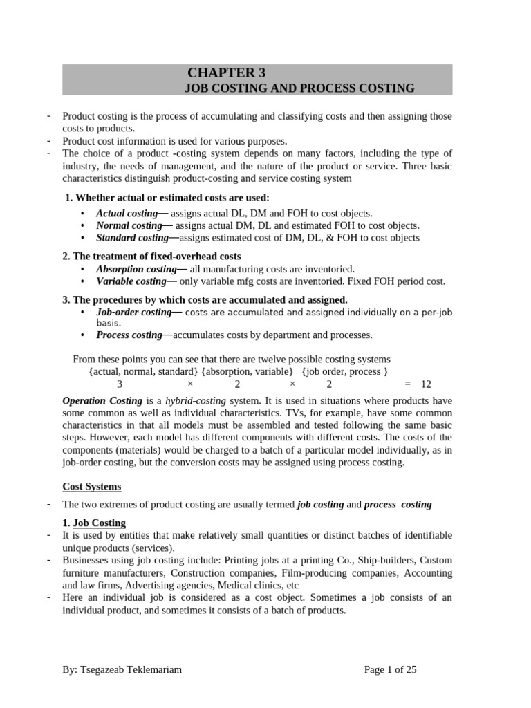 chp3 - Job Order & Process Costing | PDF | Cost Of Goods Sold | Inventory
