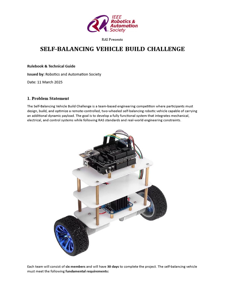 Self Balancing Bot Challenge (RAS) | PDF | Robotics | Engineering