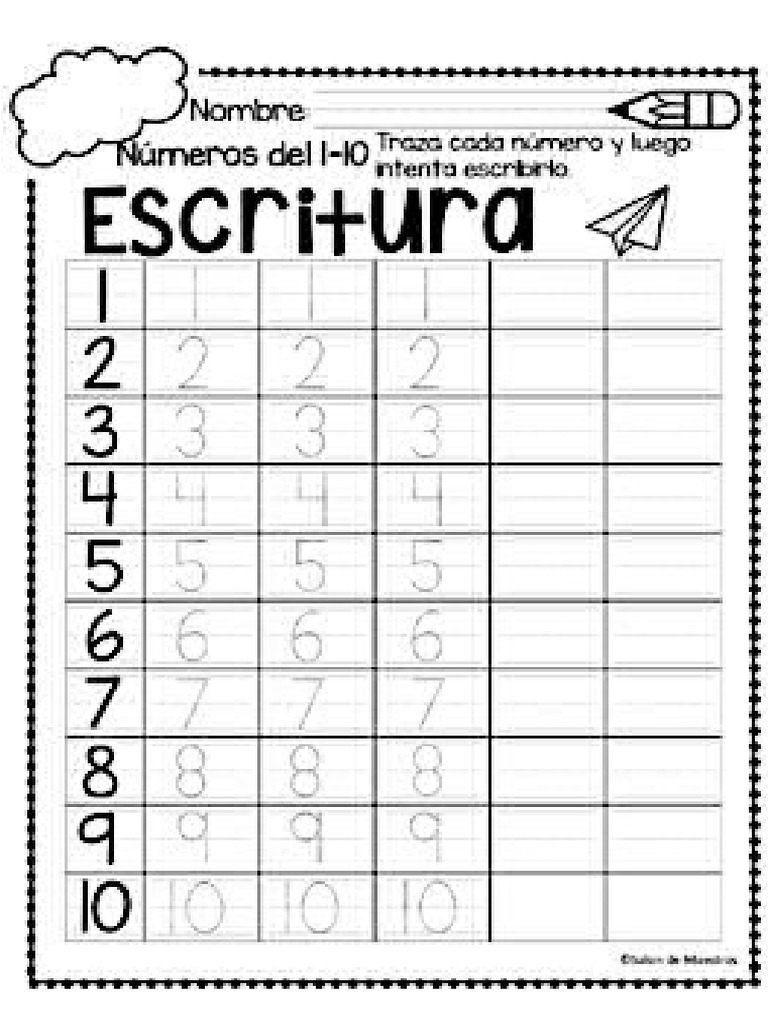 Escritura del 1 al 10 | PDF