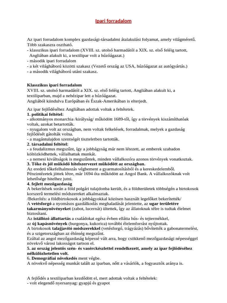 Klasszikus Ipari Forradalom | PDF