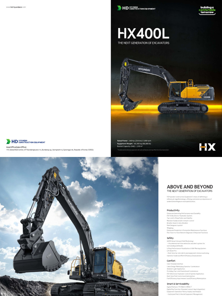 Hyundai HX400L Excavator Overview | PDF | Horsepower | Brake