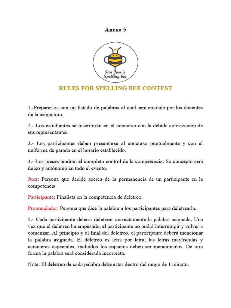 Reglas del Concurso de Deletreo | PDF | Ortografía