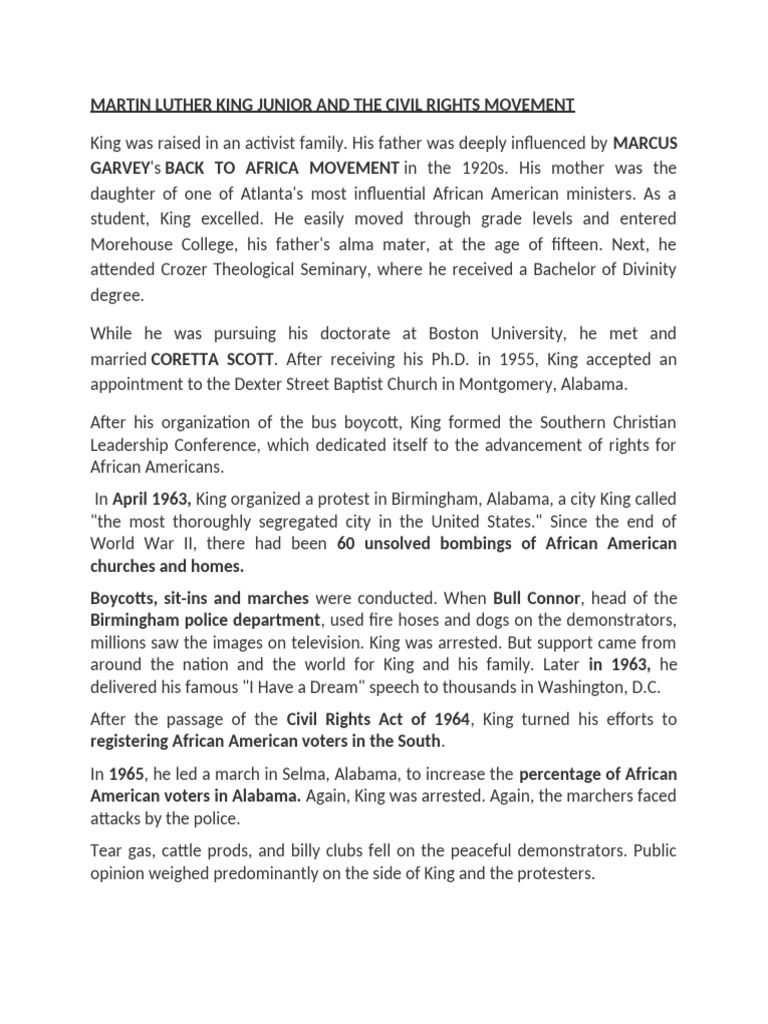 Martin Luther King Junior and The Civil Rights Movement | PDF | Martin ...