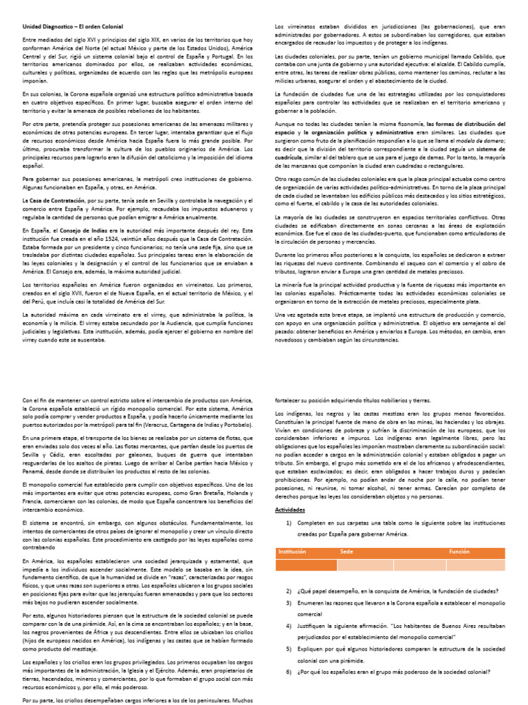 Estructura del Orden Colonial Español | PDF | Nueva españa | Imperio ...