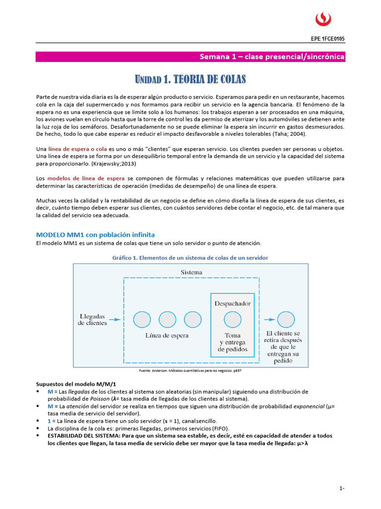 Teoría de Colas: Modelos y Medidas de Desempeño | PDF
