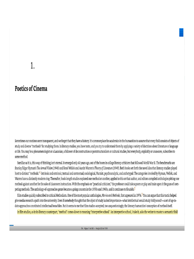 Poetics of Cinema David Bordwell Cap1 | PDF