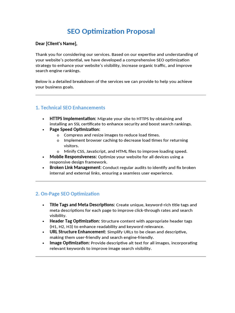 SEO Optimization Proposal | PDF | Search Engine Optimization | Computing