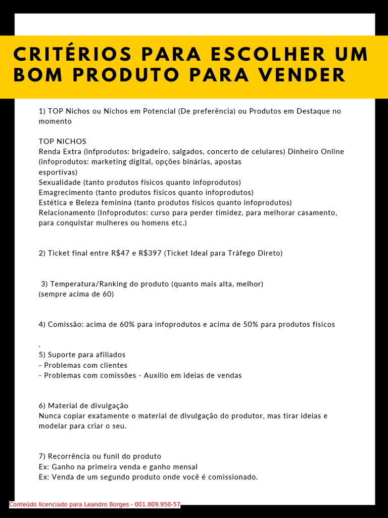 Aula5 Criteriosparaescolheromelhorproduto | PDF