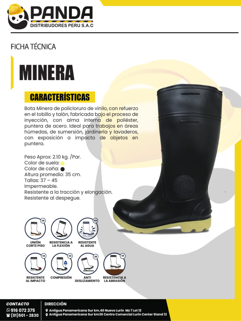 Ficha Tecnica de Bota Segusa Negra Con Punta de Acero | PDF | Materiales