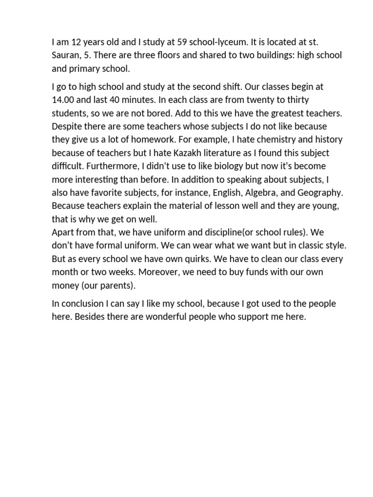 English 2nd About My School | PDF