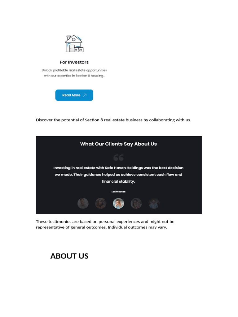 Safe Haven Holding Disclaimer | PDF
