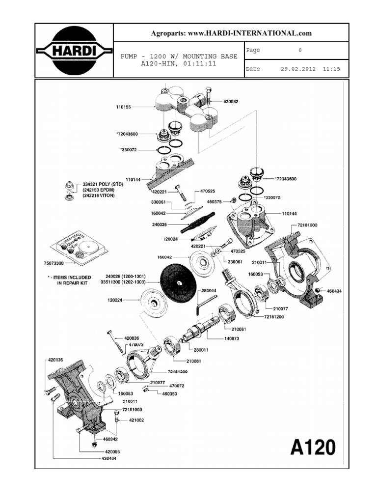 Hardi 1200 Pump Parts List | PDF