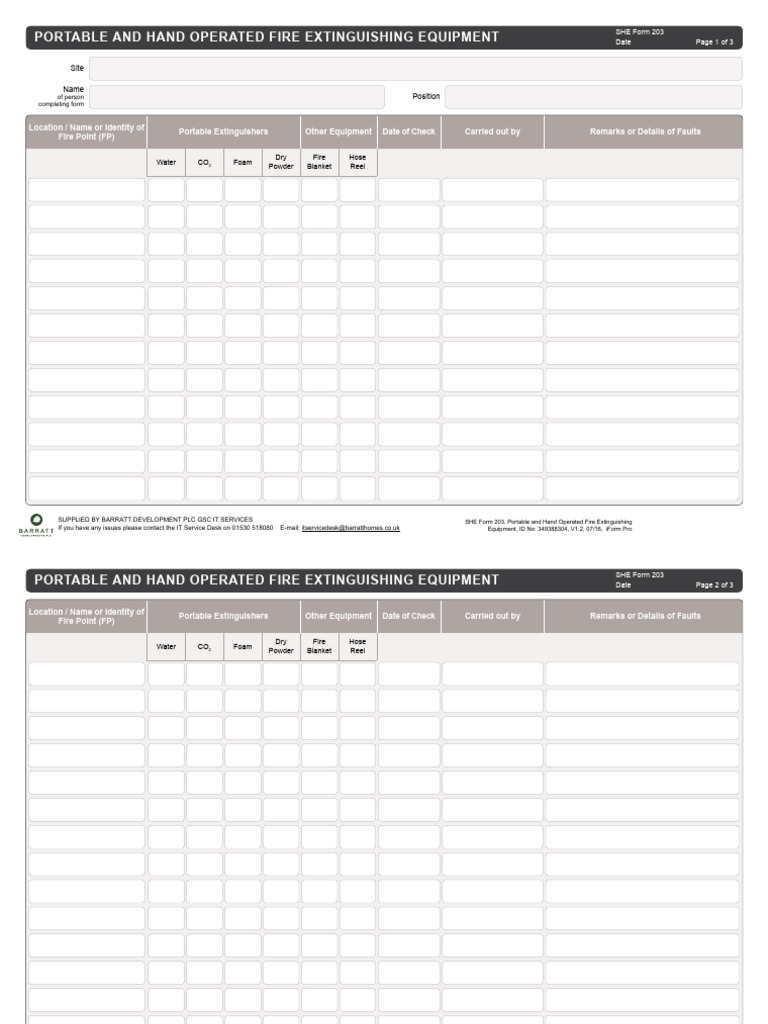 SHE 203 Fire Extinguishing Equipment-Blank. | PDF | Fire Suppression ...