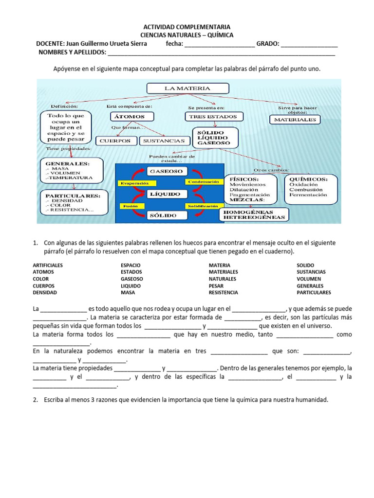 Actividad Química Octavo Cambios Físicos y Químicos 2025 Jhon Alexander | PDF