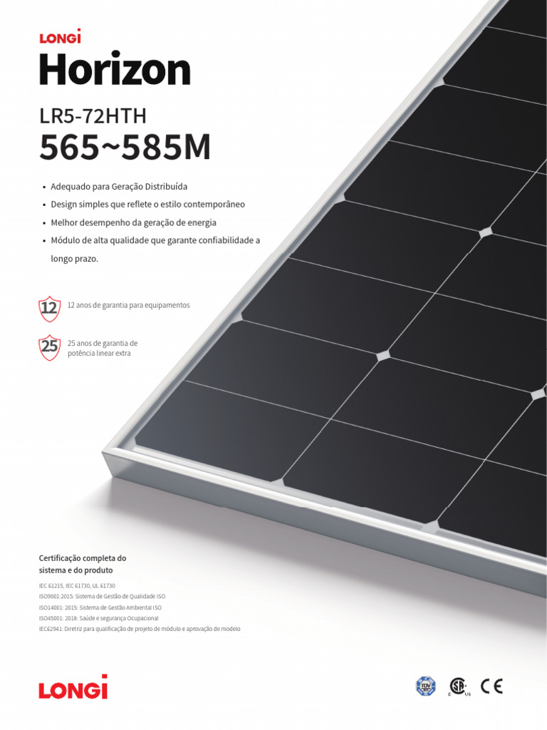 Módulo Solar LONGi LR4-72HHT 575W | PDF