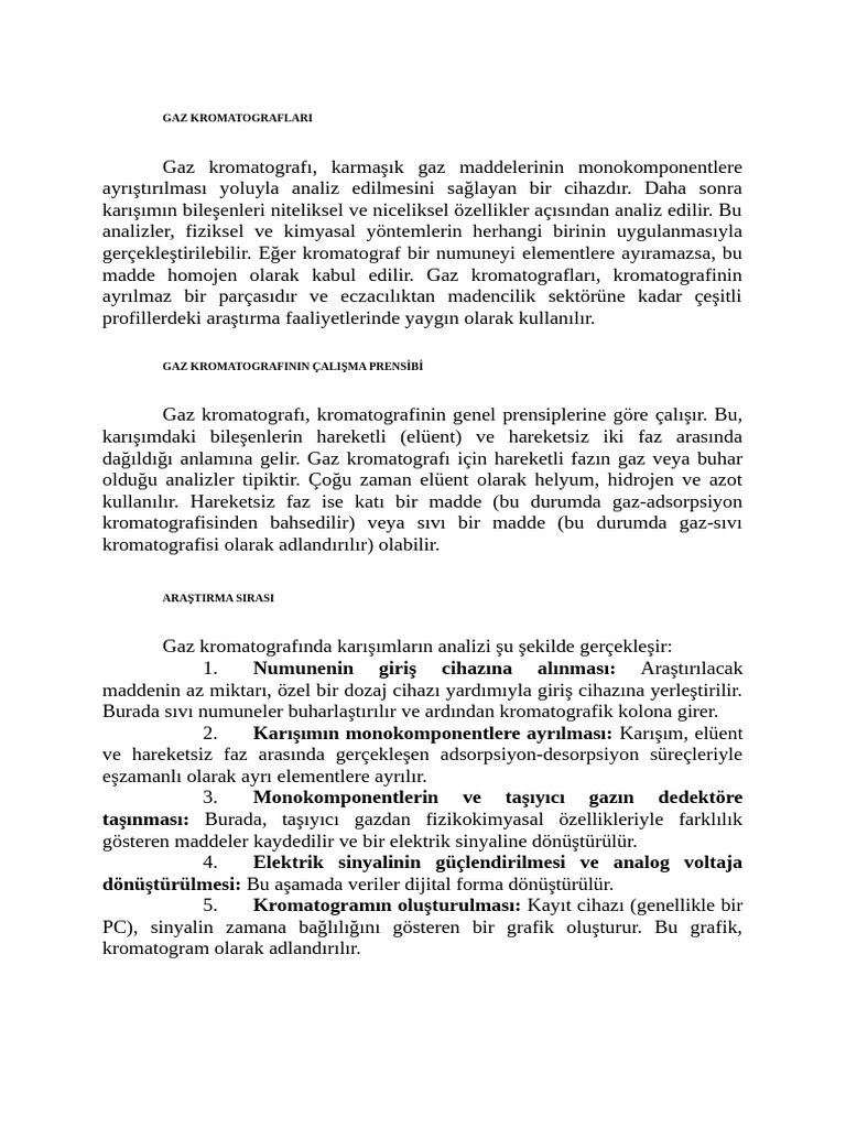 Gaz Kromotografisi | PDF