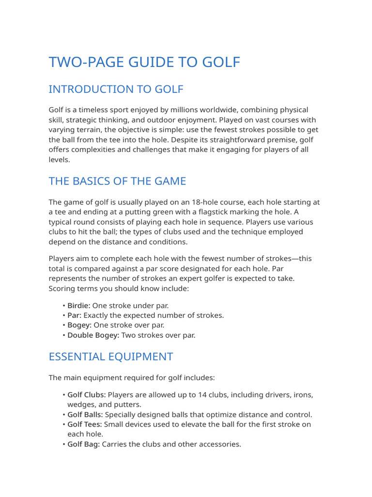 Essential Guide to Golf Basics | PDF | Par (Score) | Golf Course