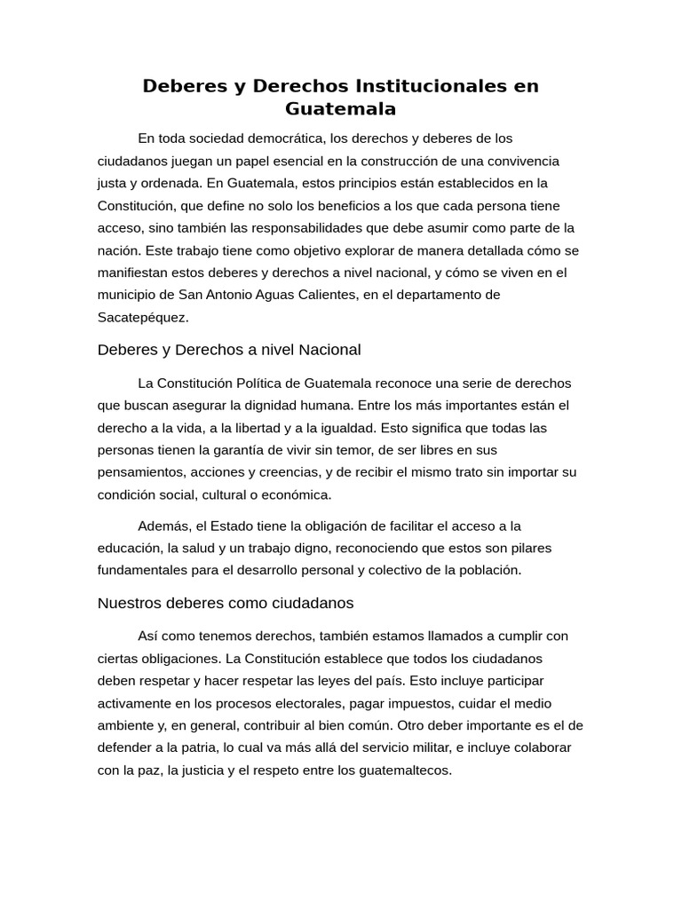 Deberes y Derechos Institucionales | PDF | Gobierno local | Guatemala