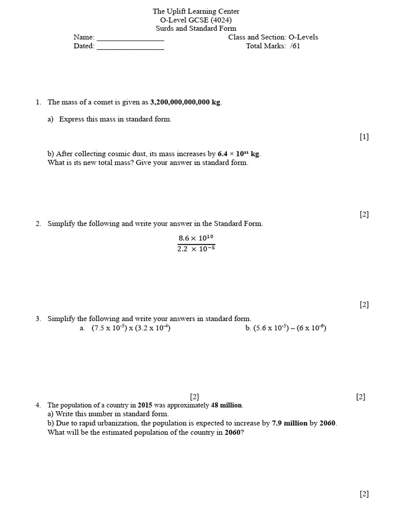 Surds and Standard Form and Indices | PDF