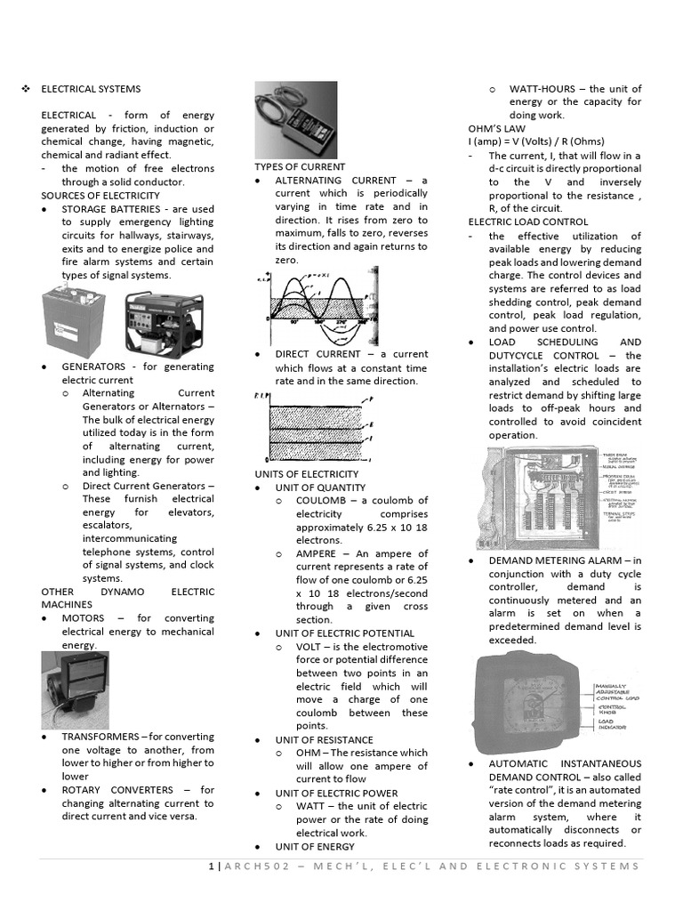 Arch502 - Mech. Elec. and Electronic Systems | PDF | Electrical Wiring ...